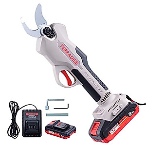 TERRADISE Electric Pruning Shears for Gardening, Power Garden Shears with Rechargeable 2000mAh Battery & Sheath, Cordless Hand Pruner w Adjustable Cutting Width, Hand Held Tree Trimmer Hedge Shears