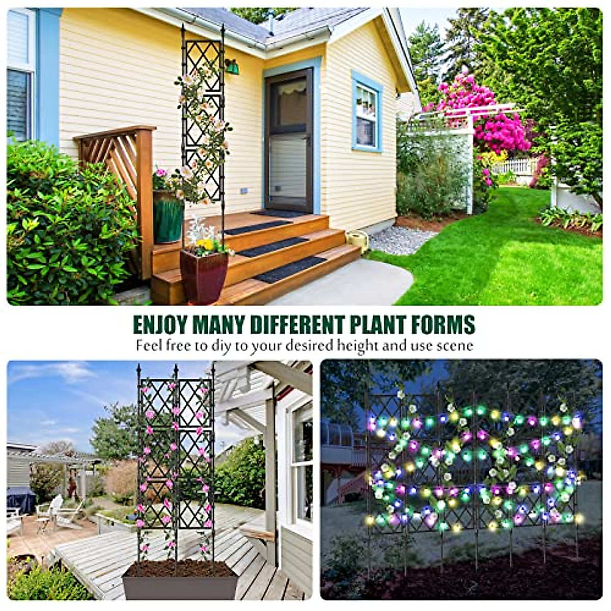 WellSign Garden Trellis for Climbing Plants Outdoor and Indoor 63inch, Sturdy Rustproof Coated Metal Support Fence Climbing Frame with 20 Reusable Ties for Ivy Vines Vegetable Flower 1Pack