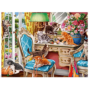 Ceaco - Paws Gone Wild - Kittens in The Bedroom - 550 Piece Jigsaw Puzzle