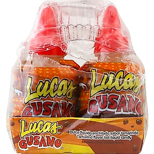 Lucas Gusano Fruity Tamarind Flavored Liquid Candy, 1.26oz - 10 Pieces Pack for Treats, Fruit, Snack, Parties, Piñatas
