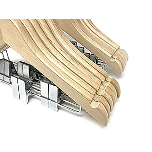 Kids Hangers with Metal Clips Pant Bar 4T-10 (Natural Wood)
