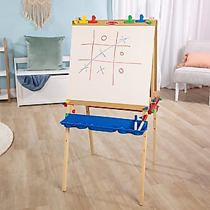 Melissa & Doug Deluxe Standing Art Easel - Dry-Erase Board, Chalkboard, Paper Roller - FSC Certified, 27"D x 26"W x 47"H