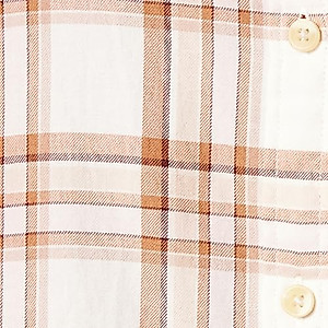 Amazon Essentials Women's Classic-Fit Long-Sleeve Lightweight Plaid Flannel Shirt, Black White Large Plaid, Large