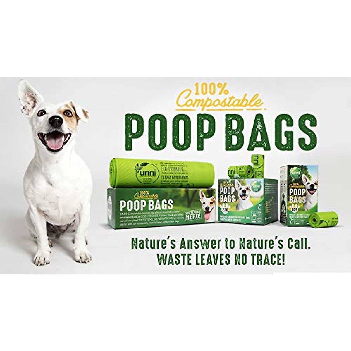 UNNI 100% Compostable Dog Poop Bags, Extra Thick Pet Waste Bags, 270 Count, 18 Refill Rolls, 9x13 Inches, Earth Friendly Highest ASTM D6400, Europe OK Compost Home and Seedling Certified,San Francisco