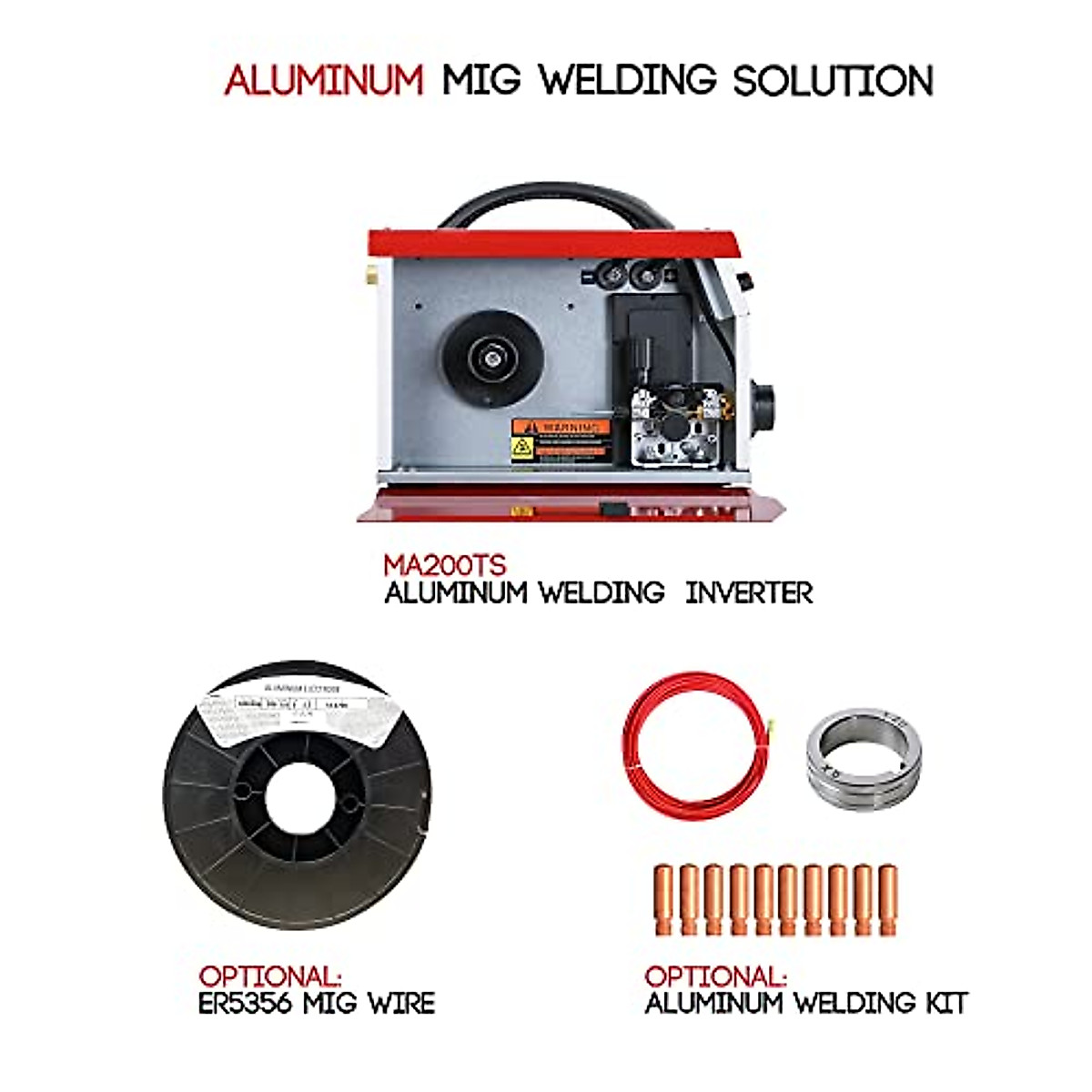 KICKINGHORSE MA200TS CSA/US Certified MIG/STICK/TIG Multiprocess 3-in-1 Aluminum 40K Hz IGBT Inverter Welder 220V. Full-Metal Heavy Duty Body - Ultimate Tool to Meet All Home Welding Needs