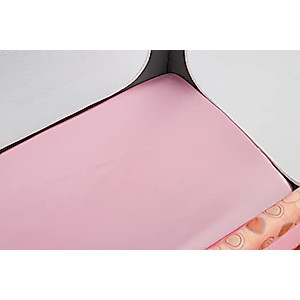 Satin Pack n Play Sheet Set 2 Pack Ultra Soft Silk Fitted Mini Crib Sheets Playard Sheet Protect for Baby Hair and Skin, Pink & White