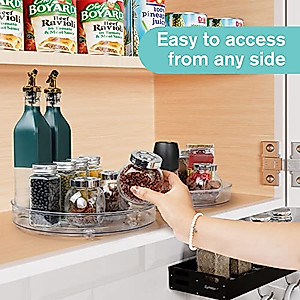 Puricon 2 Pack Lazy Susan Clear Organizer for Cabinet Pantry Storage, Rotating Tray for Fridge Bathroom Living Room Kitchen Spice Rack Organization, Acrylic Turntable for Cosmetics Perfumes, 10.5 in