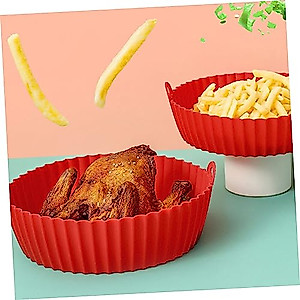 YARNOW 2pcs Air Fryer Pan Parchment Paper Air Fryer Silicone Oven Liner Oven Roasting Pan Air Fryer Baking Tray Air Fryer Accessories Air Fryer Silicone Liner Air Fryer Liner Pad Bread