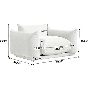 JACH Mid-Century Modern Comfy Sofa Couch with Thick Cushion, Chenille Single Accent Chair Deep Seat Couches, 50" Plush Sofas Furniture for Small Spaces Living Room Bedroom Office Apartment, White