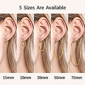 ChicSilver Huge Hoop Earrings, Hypoallergenic 18K Gold Plated Sterling Silver Hoop Earrings Endless Circle Big Hoops for Women (70mm)