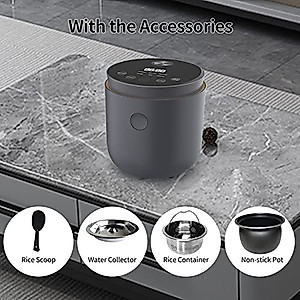 Mokero Low Carbohydrate Rice Cooker,2L Uncooked Sugar Cut Rice Cooker Multifunctional Digitally Programmable Small Rice Cooker 24 Hours Preset Keep Warm Healthy Non-Stick Liner Rice Soup Separation 2 Cups Suit for 1-2 People