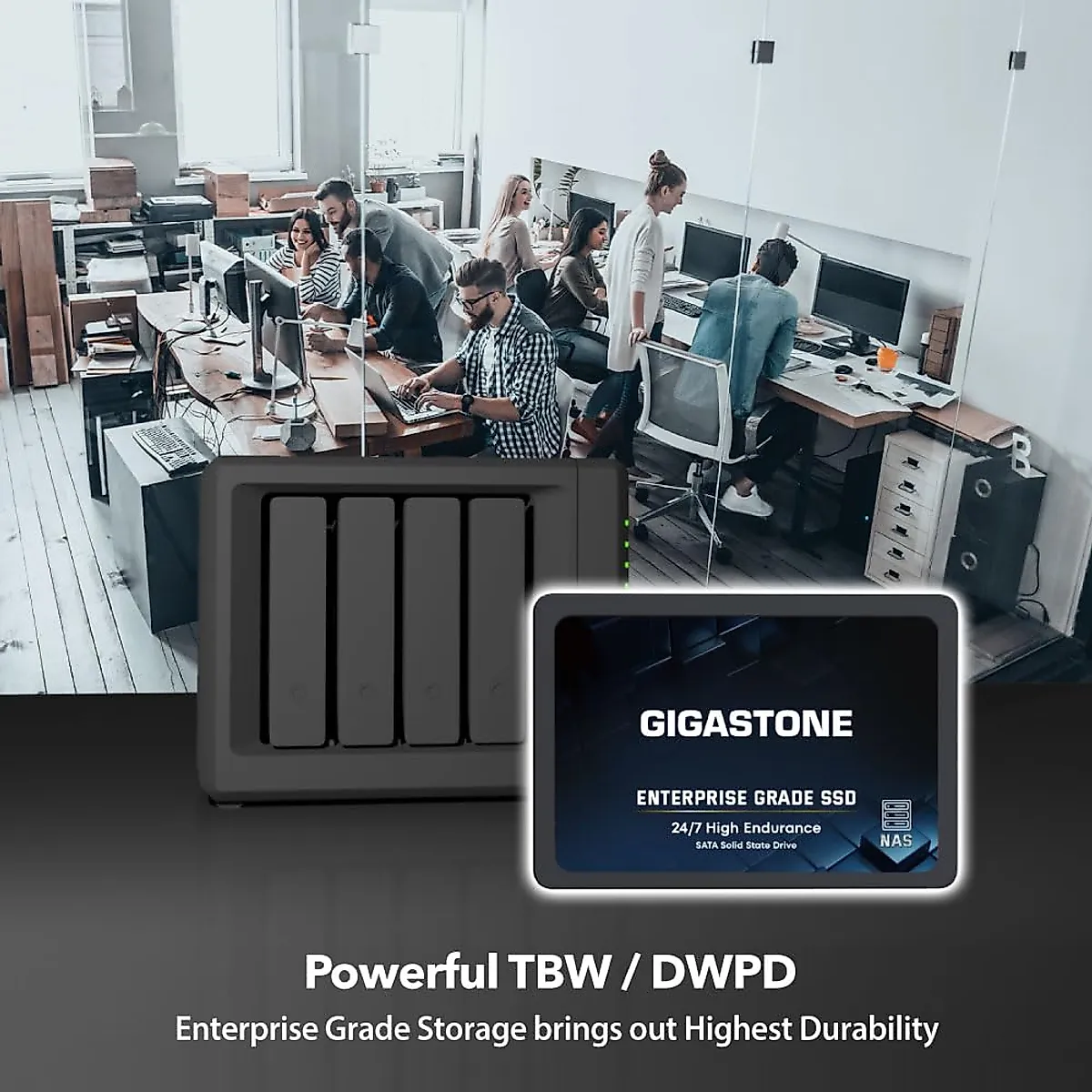 Gigastone Enterprise SSD 1TB NAS SSD Drive Cache (2-Pack) 24/7 Durable TLC High Endurance Business Server Data Center RAID Network Attached Storage 2.5" SATA Internal Solid State Hard Drives