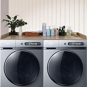 Washer Dryer Countertop, Laundry Countertop with Edge Rails, 27.5" Depth x 54" Washer and Dryer Covers for the top, for for Laundry Room Organization and Storage（Knife wood color）