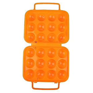HERCHR Shatterproof Plastic Egg Carrier Holder with Lid, Orange, 12 Eggs Capacity