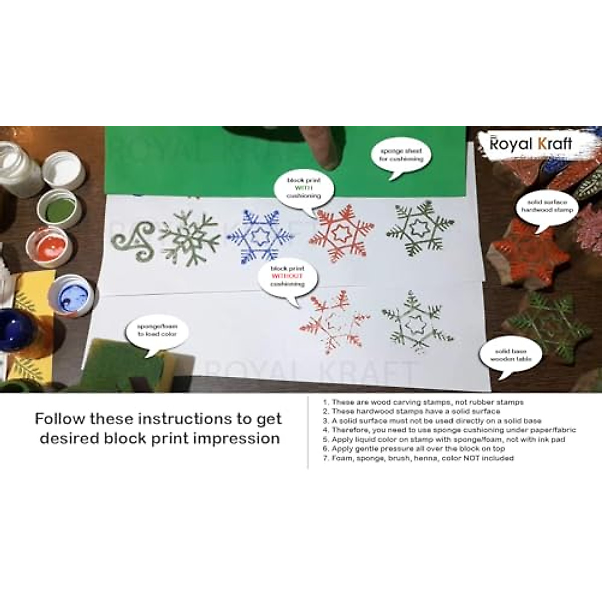 Royal Kraft Assorted Wooden Block Printing Stamps (Set of 25) Bulk01_25