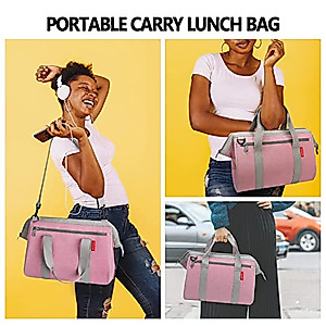 Lunch Box for Men, Insulated Lunch Bag Women, Personalized Reusable Lunch Tote Bag for Office Work, Leak-proof Adult Lunchbox Container Cooler Sack Handbag Case (Pink)