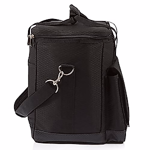 PICNIC TIME Cellar 6-Bottle Wine Carrier & Cooler Tote, Insulated Padded Wine Cooler Bag for Travel, Portable Water-Resistant Wine Bag, (Black with Gray Accents)