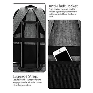 Rockland Business Pro USB Laptop Backpack, Grey, Large