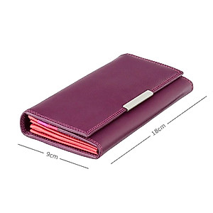 Visconti RIO 11 Ladies Large Soft Leather Wallet Purse Clutch (Plum/Fuschia)