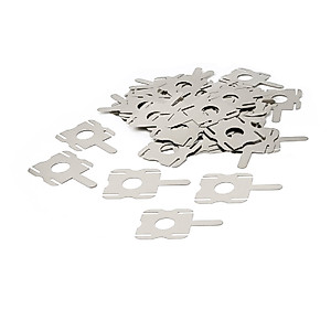 NIONSUPPLY 50pcs 4P H type T type Nickel Plated Steel Strips Sheet Soldering Tabs for DIY 18650 Lithium Battery Pack, Battery Connector Tab Battery Cell Spot Welding Welder (4P Square)