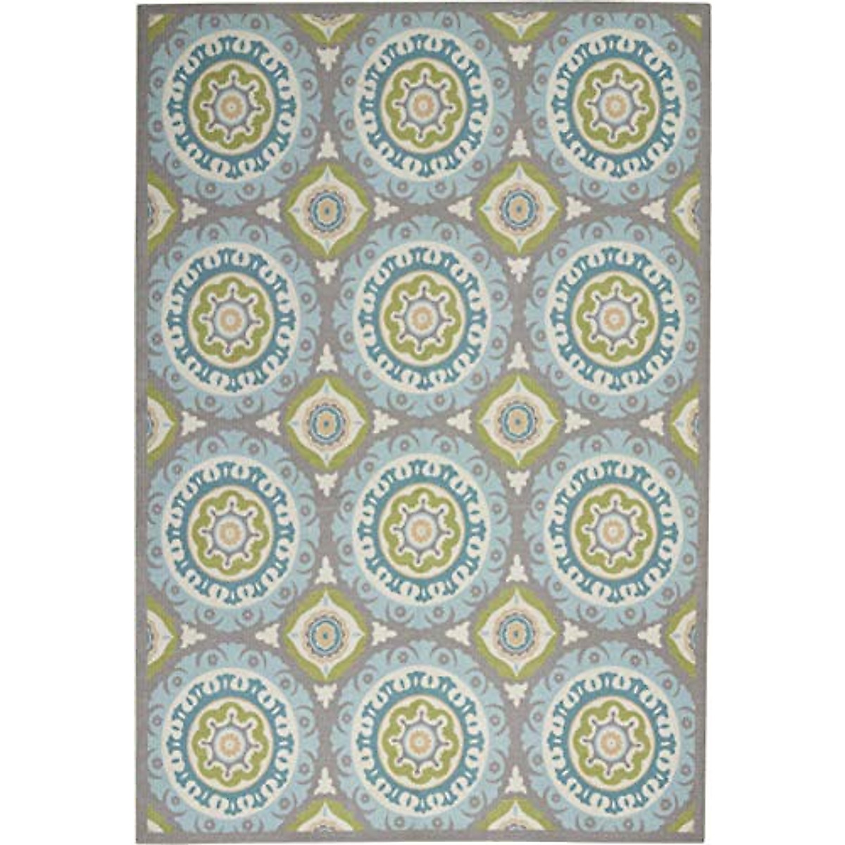 Waverly Sun N' Shade Indoor/Outdoor Jade 5'3" x 7'5" Area-Rug, Easy washing, Non Shedding, Bed Room, Living Room, Dining Room, Backyard, Deck, Patio (5x7)