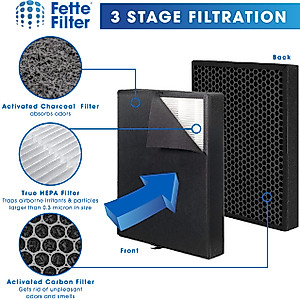 Fette Filter -45i True HEPA Replacement Filter, Compatible with Alen BreatheSmart Flex 45i Air Purifier Only, 3 Pre-Filter Replacements, Compare to Part # B4-Fresh & FL40-Silver-Carbon - Pack of 1+3