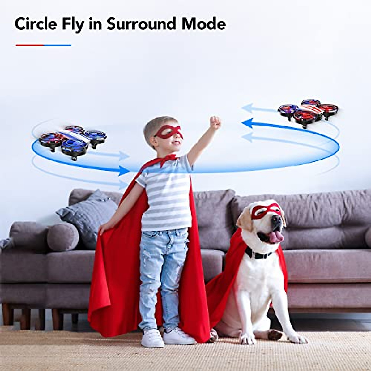 Potensic 2 Pack Mini Drones, RC Quadcopter for Kids Beginners with IR Battle Mode, 3D Flip, Circle Fly, Self-Rotate, 3 Speeds, Headless Mode, Altitude Hold, Flying Toy Gift for Boys Girls (Red, Blue)