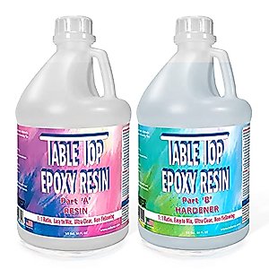 Solarez Crystal Clear Table-Top Epoxy Resin ~ One Gallon Kit ~ Two Part Pro Epoxy Resin & Hardener ~ DIY Kit for Wood, Counter Top, Bar Top, Tile & Resin Art ~ High Gloss Commercial Epoxy