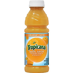 Tropicana 100% Orange Juice, 15.2 fl oz (Pack of 12) - Real Fruit Juices, Vitamin C Rich, No Added Sugars, No Artificial Flavors