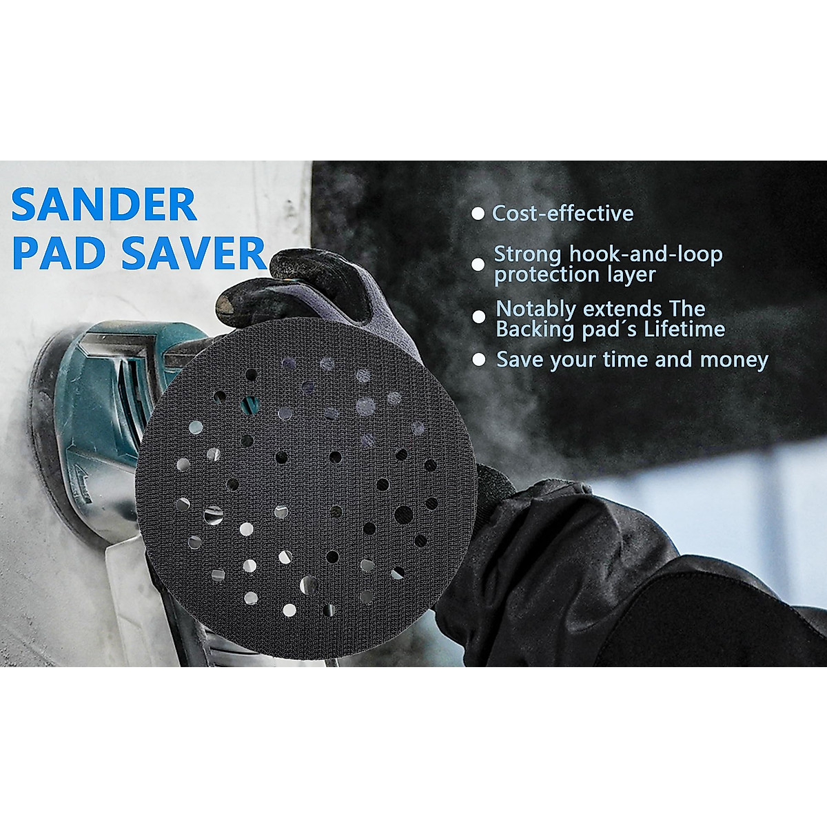 2 Pack 5 inch 8 Hole Premium Hook and Loop Pad Saver for Random Orbital Sanders notably extends The Backing pad´s Lifetime,Multi Hole Pad Protector