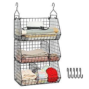 Jautokerdar 3 Tier Closet Hanging Shelves with Divider, Extra Large Closet Organizers and Storage, Clothes Hanging Organizer Clothing Sweaters Shoes Handbags Clutches Accessories