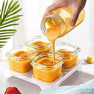 Matyz 4-Pack Glass Baby Food Containers with Airtight Lids and Stackable Tray (Mint Green, 3 OZ Each) - Glass Food Containers Freezer Safe for Baby Toddler - Stackable Baby Food Containers Glass