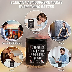 Lavender Scented Candle, Gifts for Him Her, Gift Boxed & Greeting Card, Anniversary Romantic Gifts for Boyfriend Girlfriend, Unique Funny Valentines Day Birthday Christmas Gifts for Men Women Male