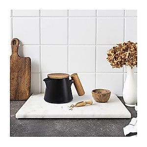 ChefWave Artisan Series Ceramic Tea Pot with Stainless Steel Extra-Fine Infuser for Loose Leaf Tea and Bamboo Cool Touch Lid, 20 oz.