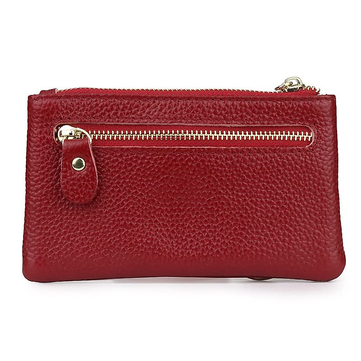 Women Genuine Leather Coin Purse Zip Cute Bee Pouch Change Wallet with Keychain, navy