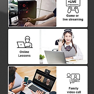 HSQMA Webcam, 2K Web Cam with Microphone，Autofocus, Auto Light Correction, Plug & Play USB Webcam for Video Calling, Teaching, Streaming and Gaming