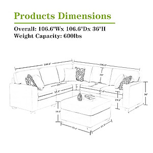 Legend Vansen Modular Sectional Couch,L Shape Sectional Sofa with Pillows,Oversized Sectional Sofa Couches for Living Room,Apartments,Cream