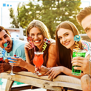 24 Pcs Travel Themed Party Favors Supplies Plastic Drinking Straws, Adventure Awaits Bon Voyage Birthday Party Supplies, Colorful Reusable Straws for Festivals Birthday Summer Beach Party Carnivals