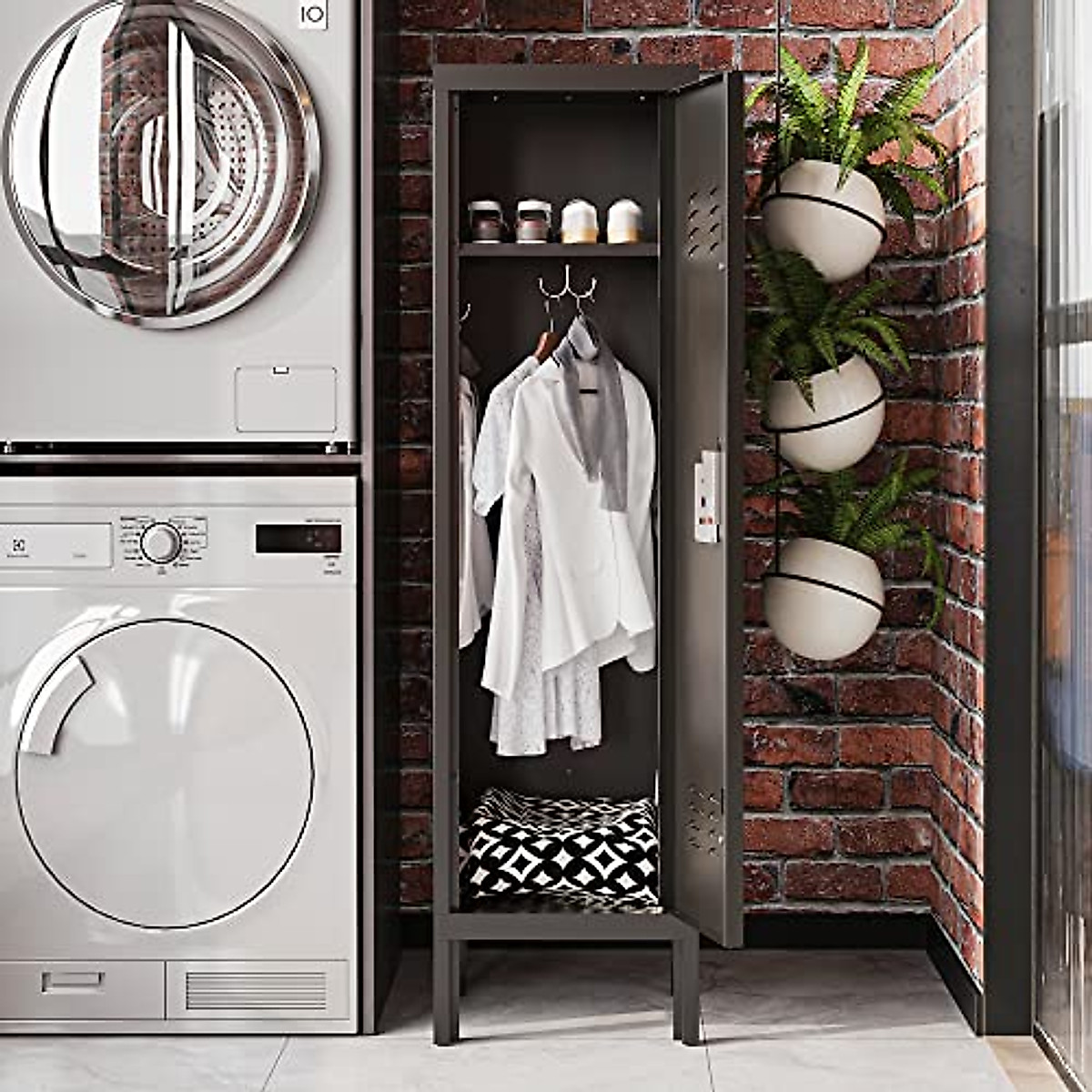 STANI Metal Locker, Metal Cabinet for Home Office, Metal Storage Locker with Doors and Shelves, Lockable File Cabinet Organizer Coat for Gym, School, Office