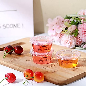 200 Pcs 2 oz Plastic Jelly Cup with Lids Small Containers and Stickers Syringes for Sauce, Bachelor Birthday Party(Cheers Bitches)