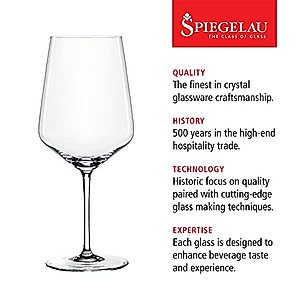Spiegelau Style Red Wine Glasses, Set of 4, European-Made Lead-Free Crystal, Classic Stemmed, Dishwasher Safe, Professional Quality Red Wine Glass Gift Set, 22.2 oz