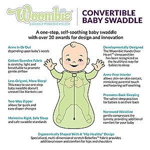 Woombie Convertible Baby Swaddling Blanket I Swaddle Converts to Arms-Free Wearable Blanket for Babies Up to 3 Months, Free Bird, 5-13 lbs
