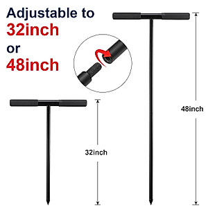 Soil Probe Rod, 48 Inch Metal Septic Tank Locator Tool, Ground Probe Rod for Soil Compaction, Locating Underground Pipes and Gopher Runs, Gardening