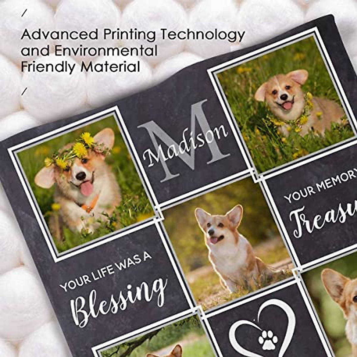 Custom Memorial Blanket Gifts for Dog Lover You Are Missed Beyond Measure Personalized Puppy Photo Collage Fleece Throw Blanket with Picture Name in Loving Memory Blanket for Dog Lost Dog Lover 40 x50