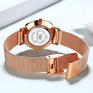 OLEVS Watches for Women Large Face Rose Gold Dress Ladies Watch with Date Slim Simple Easy to Read Womens Watches for Small Wrists Waterproof Business Casual Women's Watches White Reloj para Mujer