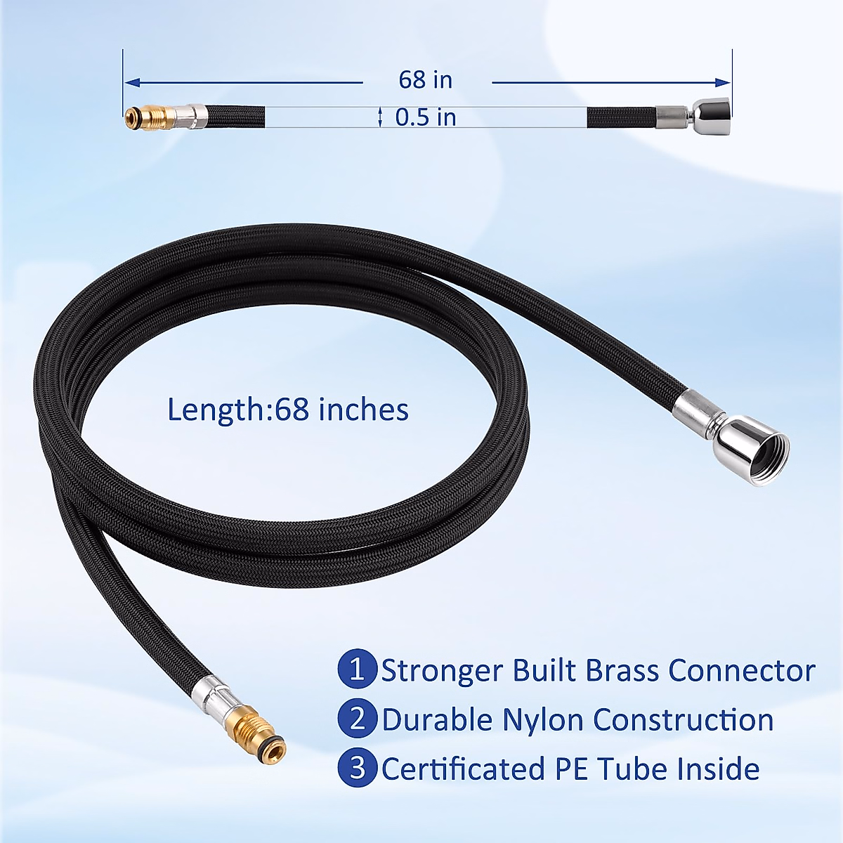 K-1219935-BC Hose Kit Compatible with Kohler Pull Down Kitchen Faucet with Weight Ball 14.1oz (400g/0.88lb), 68 Inches Pull-Out Kitchen Faucet Hose Replacement Part of K-1304674-BC