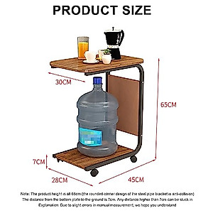 Casebeau C Shaped Sofa Table Side End Table With Wheels Vintage Wooden Movable Coffee Side Table Modern Coffee Small Side Table for Couch and Bed, Small Spaces, Living Room, Bedroom (Brown Wood Grain)