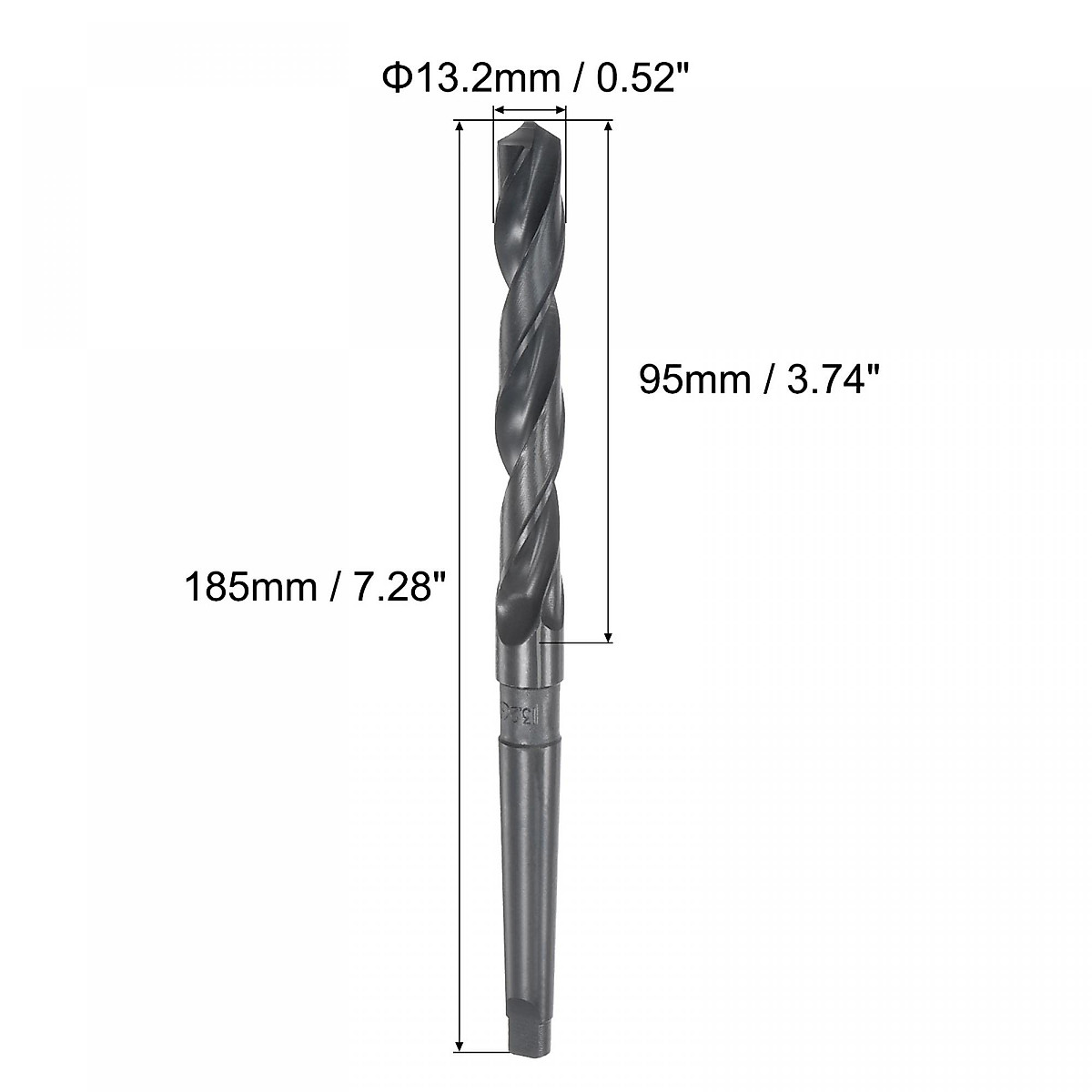 uxcell 13.2mm Twist Bit Jobber Drill Bit with MT1 Morse Taper Shank, 95mm Flute Length High-Speed Steel Black Oxide Taper Shank Drill Bits