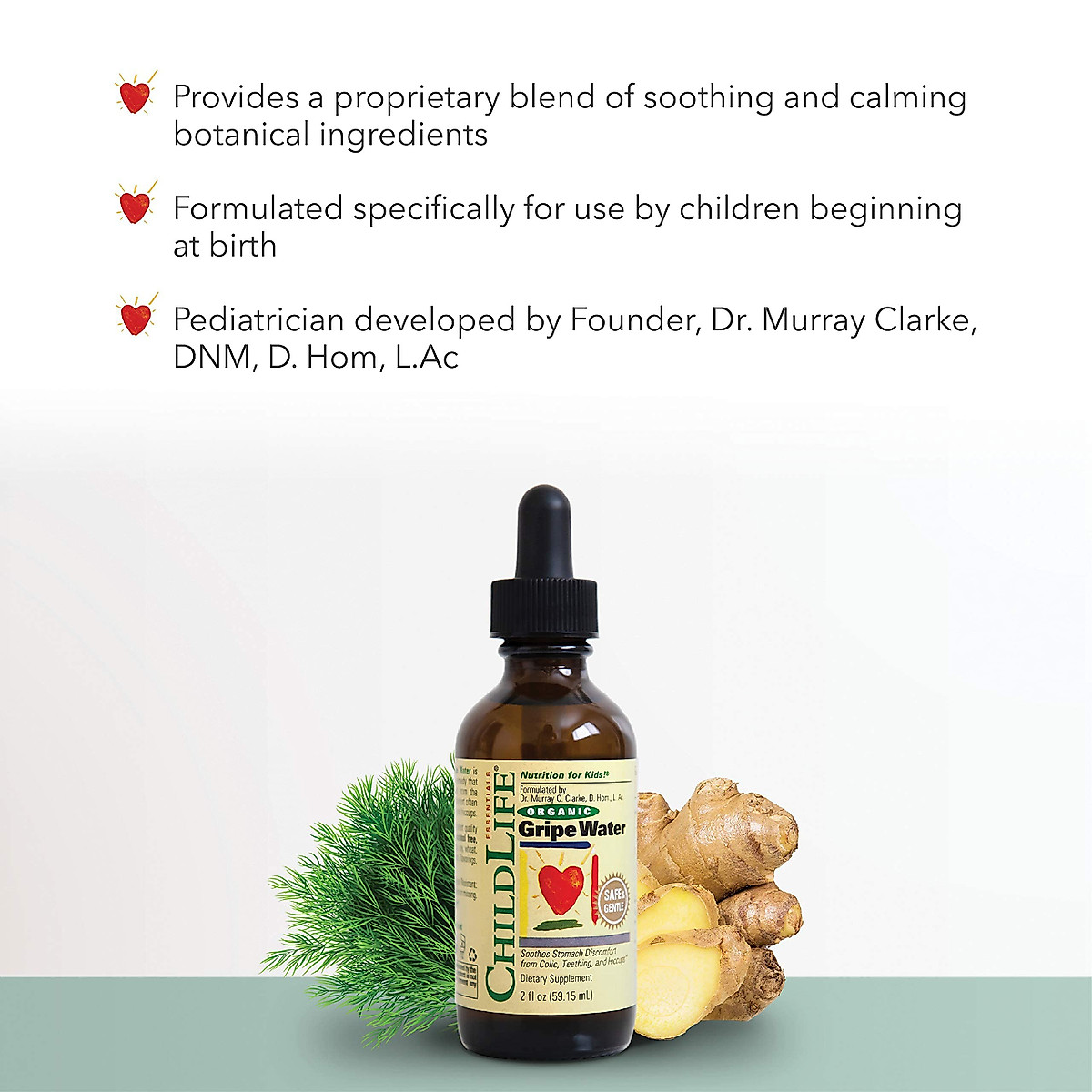 CHILDLIFE ESSENTIALS Organic Gripe Water for Babies - Gripe Water Newborn, Gas Drops for Newborns, Baby Drops for Gas & Colic Relief, Infant Gas Relief with Ginger, Fennel, Dill - 2 Fl Oz (Pack of 1)