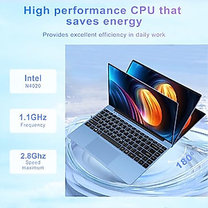 WOZIFAN 14" Laptop 6GB RAM 256GB SSD Traditional Laptops Computer Win 11 Full Metal 2.4G+5G WiFi BT 4.2 1920x1080 FHD with Wireless Mouse for Work Study Entertainment-Blue